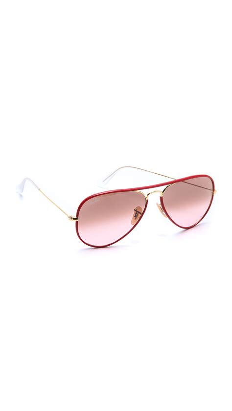 Ray Ban Acetate Covered Aviator Sunglasses Red Lyst