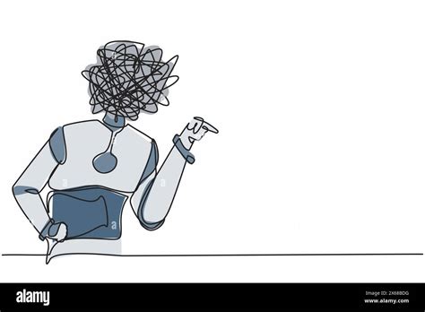 Continuous One Line Drawing Robot With Round Scribbles Instead Of Head Angry Robot Arguing
