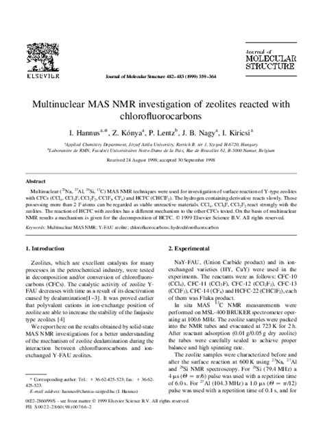 Pdf Multinuclear Mas Nmr Investigation Of Zeolites Reacted With
