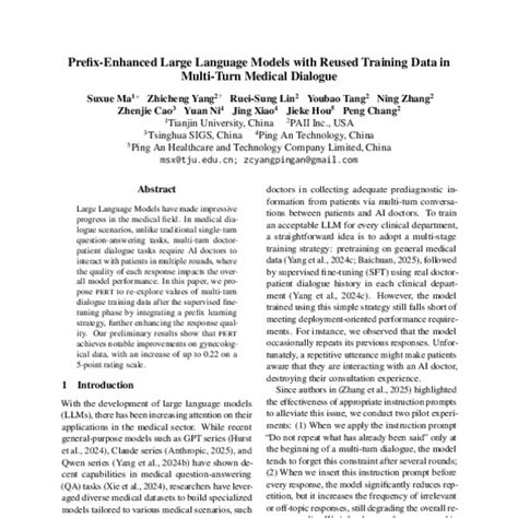 Prefix Enhanced Large Language Models With Reused Training Data In Multi Turn Medical Dialogue