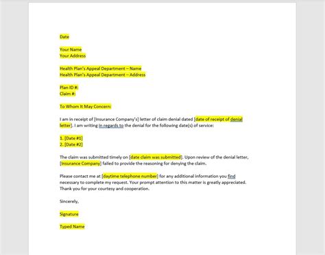 Health Insurance Appeal Letter Template Health Insurance Appeal Letter Insurance Appeal
