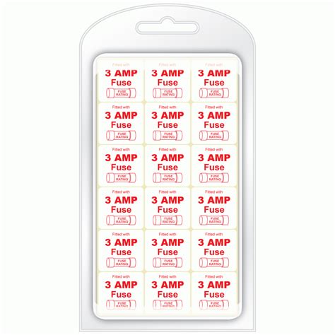 Buy Fitted With 3 Amp Fuse Labels Fuse Rating Stickers