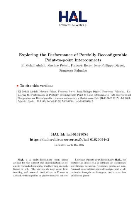 Pdf Exploring The Performance Of Partially Reconfigurable Point To Point Interconnects Jean