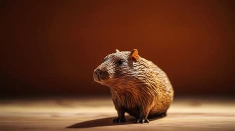 Premium Ai Image A Brown Rodent Sits On A Wooden Surface