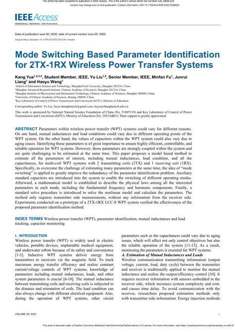 Pdf Mode Switching Based Parameter Identification For 2tx 1rx Wireless Power Transfer Systems