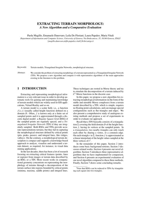Pdf Extracting Terrain Morphology A New Algorithm And A Comparative Evaluation