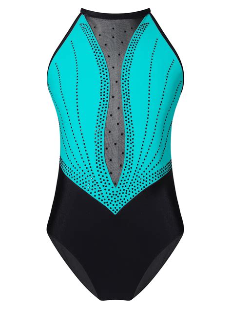 Iefiel Girls Shiny Rhinestone Gymnastics Leotard Sparkly One Piece