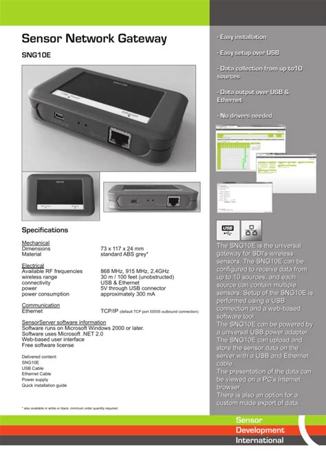 Sensor Network Gateway Sensor Development International