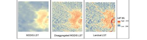 The Original MODIS LST Downscaled MODIS LST Using Bi Square Regression Download Scientific