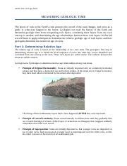 Geologic Time Lab Docx GEOS Geologic Time MEASURING GEOLOGIC TIME The Layers Of Rock In