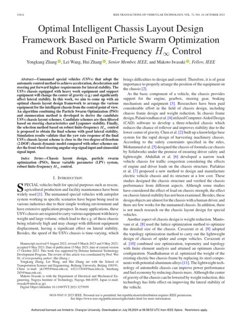 Optimal Intelligent Chassis Layout Design Framework Based On Particle Swarm Optimization And Optimal Intelligent Chassis Layout Design Framework Based On Particle Swarm Optimization And