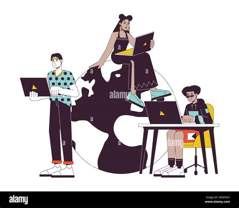 ability to work everywhere flat line concept vector spot illustration stock vector image and art
