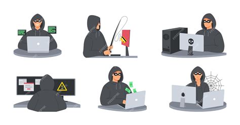 premium vector anonymous hooded hacker cyber attacker hides his identity and creates computer