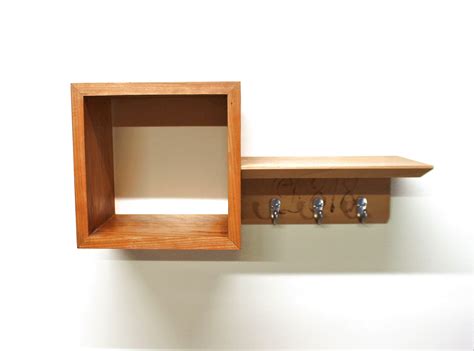 Natural Finish Wooden Floating Shelf With Cubby Hidden Mount Etsy