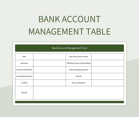 Free Bank Account Templates For Google Sheets And Microsoft Excel Slidesdocs