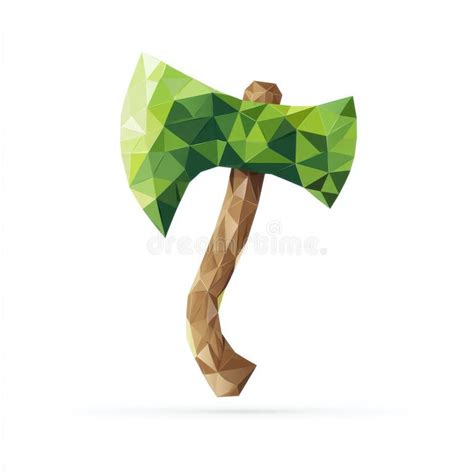 Low Poly Green Double Bit Axe Illustration On White Stock Illustration Illustration Of