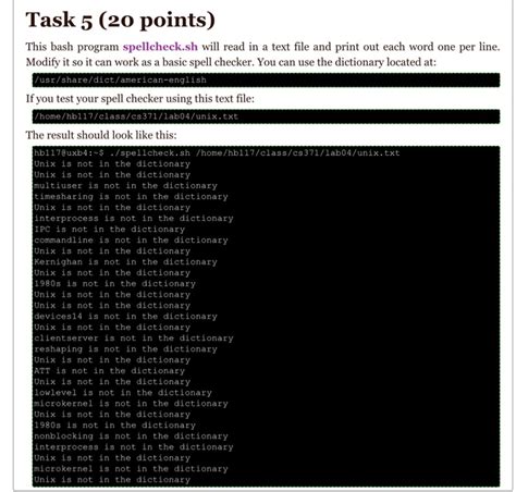 Solved Task 5 20 Points This Bash Program Spellchecksh