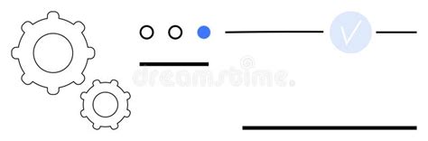 Minimalistic Gears With Checkmark And Connecting Lines Indicating