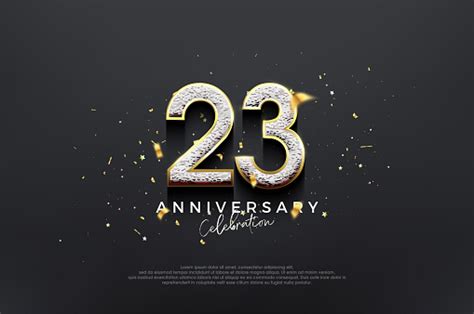 심플하고 우아한 디자인 23주년 기념 행사와 럭셔리한 반짝이는 글리터 넘버 인사말과 축하를 위한 프리미엄 벡터 배경입니다 0명에 대한 스톡 벡터 아트 및 기타 이미지