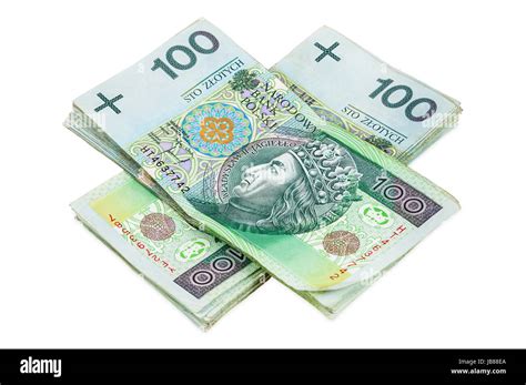 Polish banknotes of 100 PLN (polish zloty) isolated on white background ...