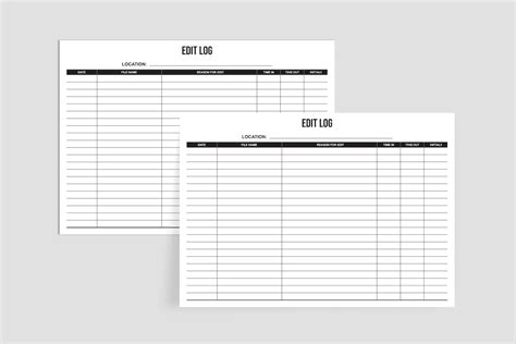 Editable Log Book File Edit Log Edit Form Printable Employee Forms Digital Chart File Organizing