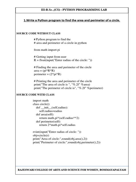 Iii Bsc Python Lab Record Download Free Pdf Python Programming