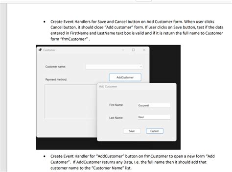 solved create event handlers for save and cancel button