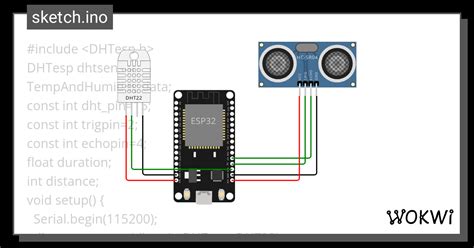 Dht22 And Ultrasonic Sensor Wokwi Esp32 Stm32 Arduino Simulator