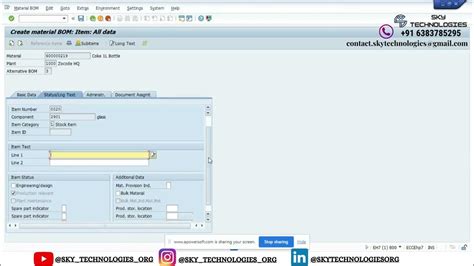 Creation Of Bom Master Data Sap Pp Sky Technologies Youtube