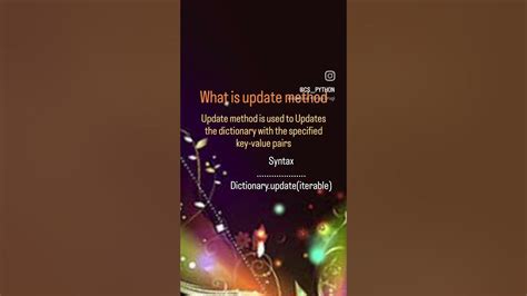 Update Dictionary Python Syntaxofupdatemethod Syntaxofupdate Pythondatatypes