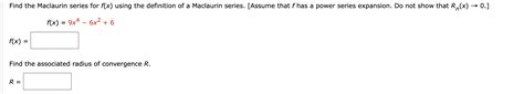 Solved Find The Maclaurin Series For F X Using The Chegg Com