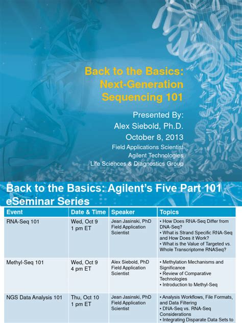 Next Generation Sequencing 101 Pdf Dna Sequencing Complementary Dna