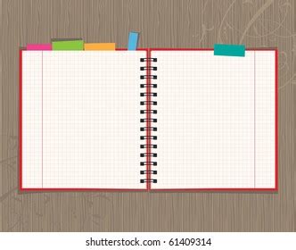 Notebook Open Page Design On Wooden Stock Vector Royalty Free 61409314 Shutterstock