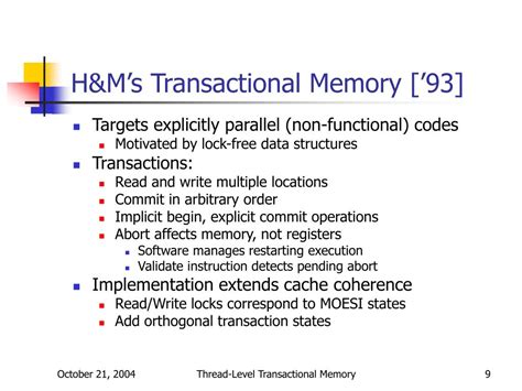 Ppt Transactional Memory An Overview Of Hardware Alternatives