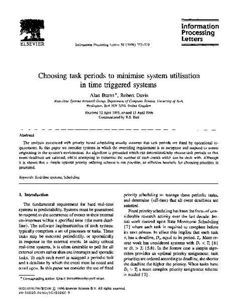 Pdf Choosing Task Periods To Minimise System Utilisation In Time Triggered Systems