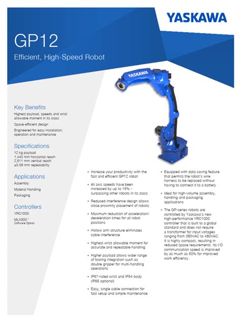 Yaskawa Robot Gp12 Download Free Pdf Robot Robotics