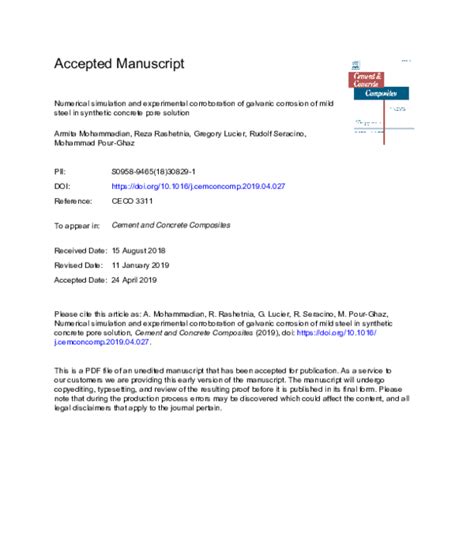 Pdf Numerical Simulation And Experimental Corroboration Of Galvanic