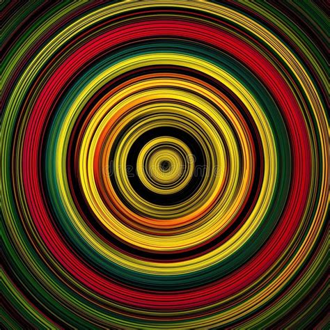 Psychedelic Abstract Pattern With Concentric Circles And Optical Illusion Effect Stock