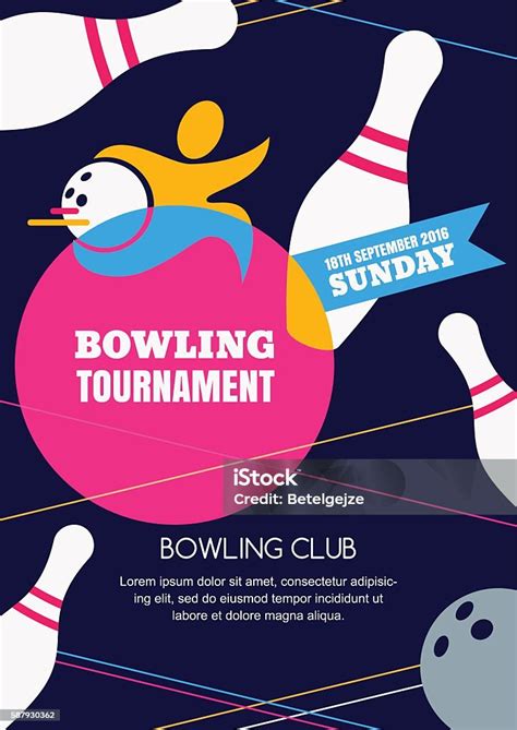 벡터 볼링 토너먼트 배너 포스터 또는 전단지 디자인 템플릿 볼링에 대한 스톡 벡터 아트 및 기타 이미지 볼링 벡터 전단지