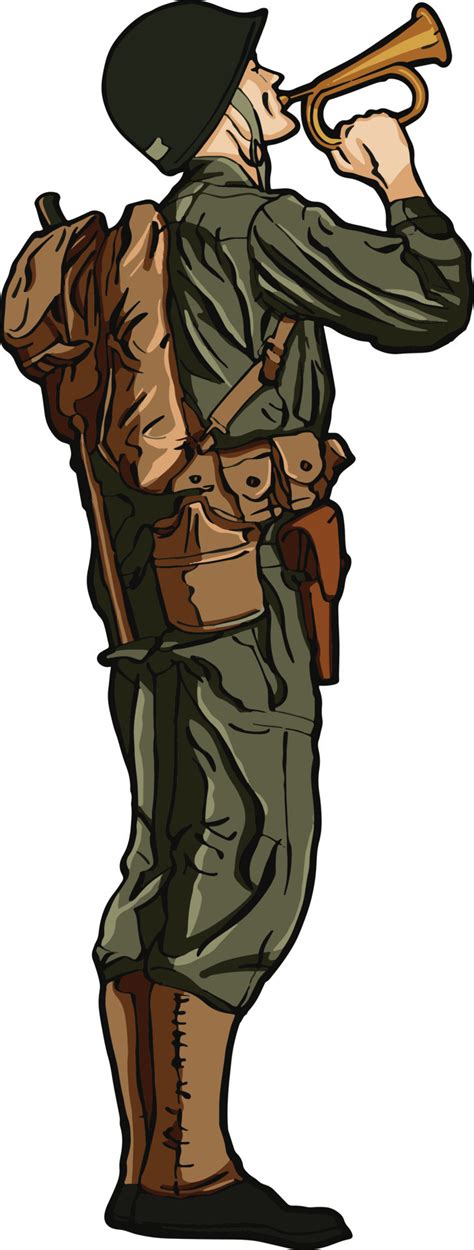 Military Bugle Soldier Wwii Standing 10595496 Vector Art At Vecteezy