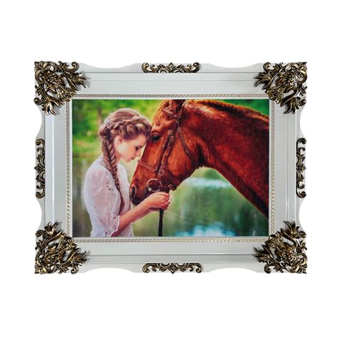 قیمت و خرید تابلو فرش ماشینی طرح دستبافت مدل دختر و اسب کد 8707