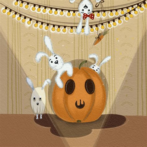 Иллюстрация Открытка на Хэлоувин в стиле детский книжная графика