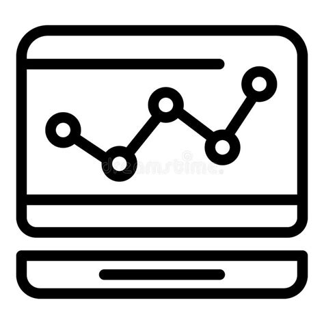 Laptop With Bar Chart Outline Vector Analytics Concept Icon Stock Vector Illustration Of
