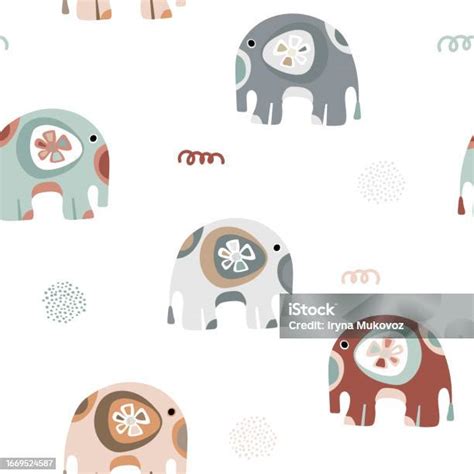 베이비 샤워 장식 포장지 직물 및 직물을 위한 재미있는 코끼리 원활한 패턴 벡터 그림 0명에 대한 스톡 벡터 아트 및 기타 이미지 0명 가리기 개체 그룹 Istock