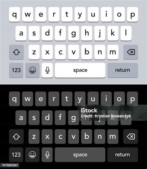스마트 폰 키보드 휴대 전화 흰색과 검은 색 화면 키패드와 영어 Qwerty 알파벳 컴퓨터 키보드에 대한 스톡 벡터 아트 및 기타 이미지 컴퓨터 키보드 Brand