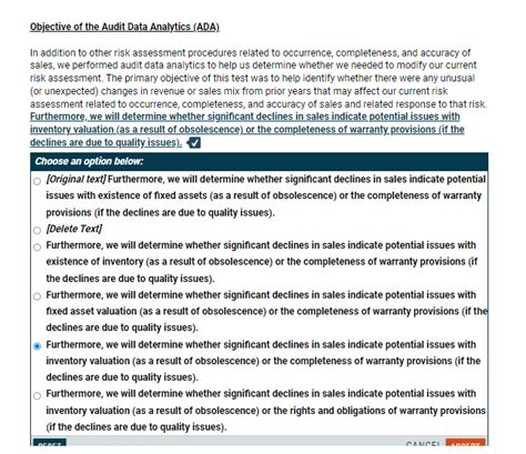 Solved Objective Of The Audit Data Analytics Ada In