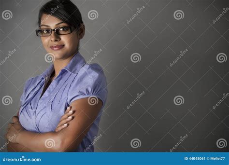 Professional Business Woman Fold Arms Standing Stock Image Image Of