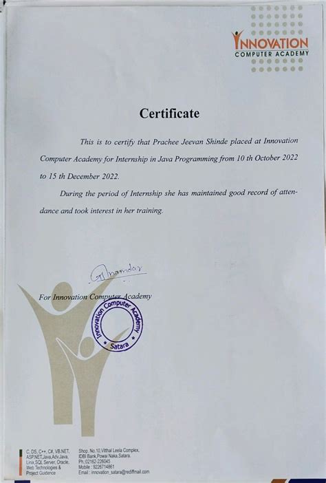 Prachee Shinde On Linkedin Java Internship Professionalgrowth