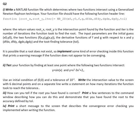 Solved Q2 I Write A Matlab Function File Which Determines