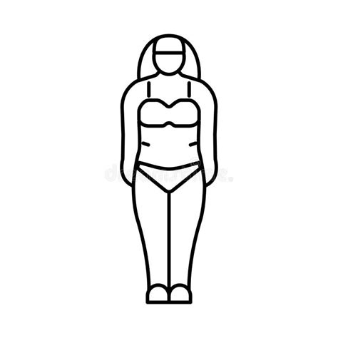 Inverted Triangle Female Body Type Line Icon Vector Illustration Stock